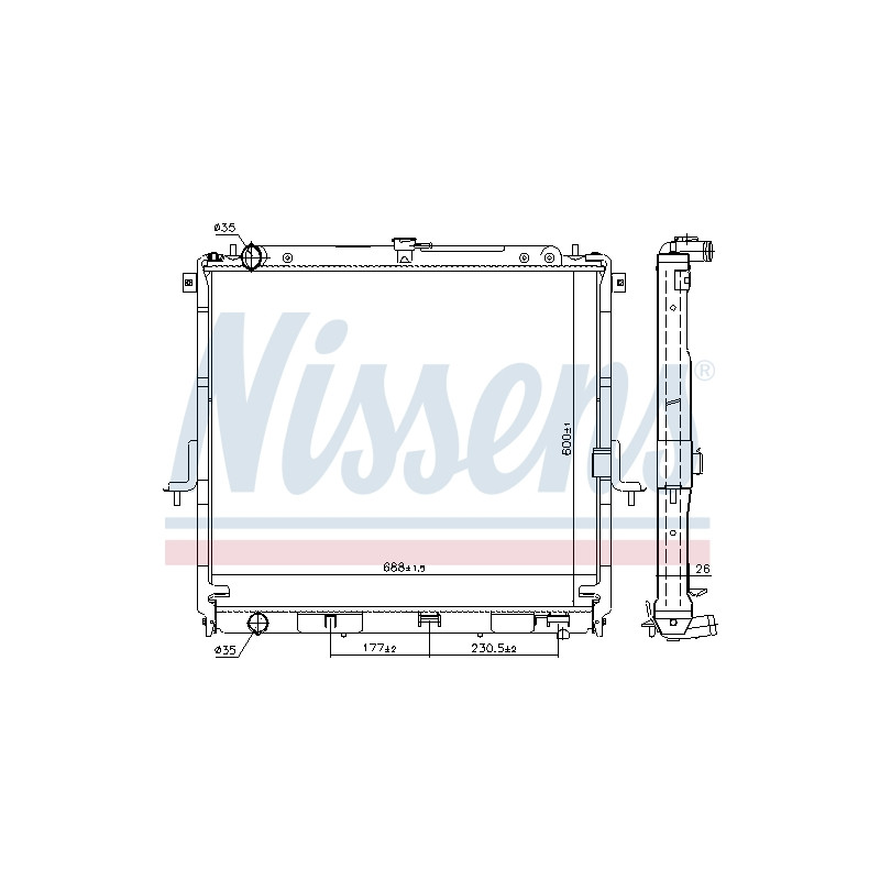 Radiateur d'eau pour NISSAN NAVARA D40 2,5 DCI 4WD 171cv